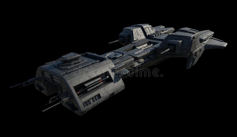 Medium Attack Space Ship on Black Background - Front Angled View Stock ...