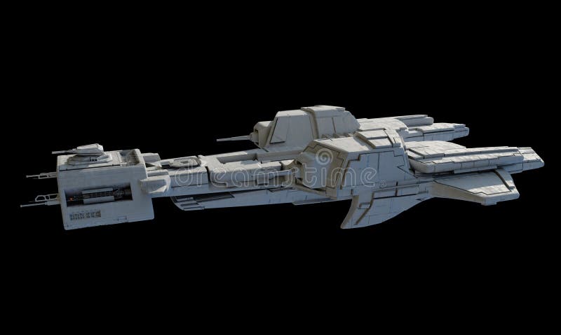 Medium Attack Space Ship on Black Background - Side View Stock ...
