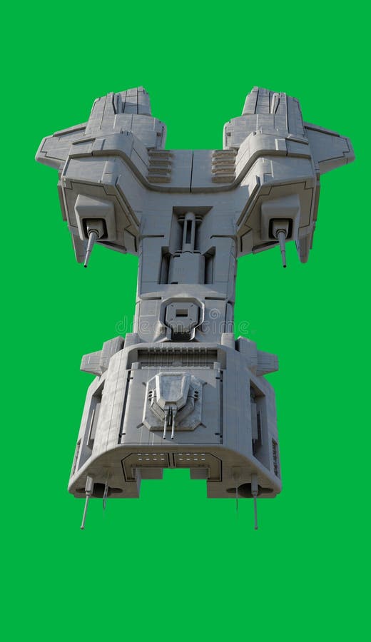 Medium Attack Space Ship on Green Screen Background - Top View Stock ...
