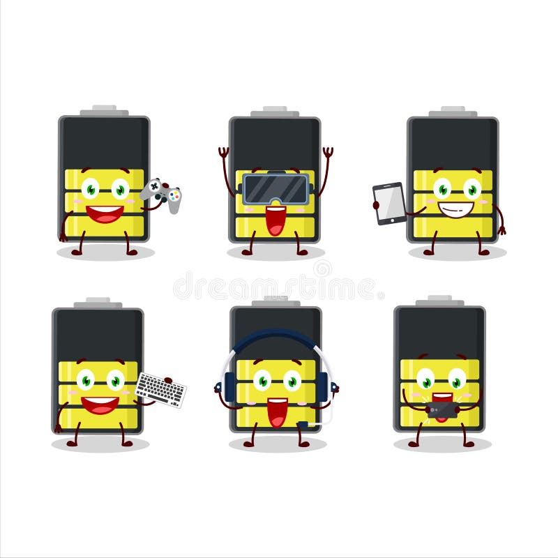 Medium Battery Cartoon Character are Playing Games with Various Cute ...