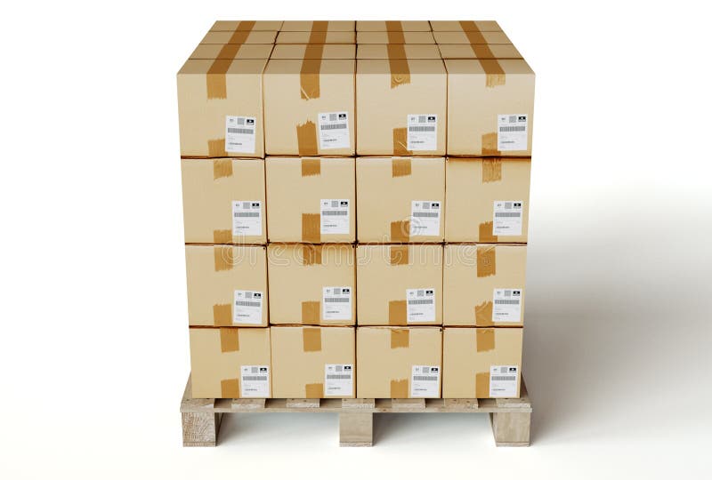 Medium Cardboard Box Stack on Wooden Pallet Stock Illustration ...
