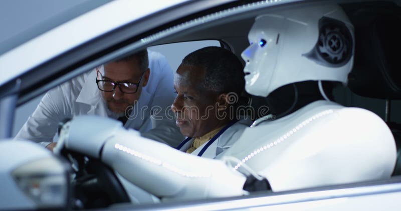 Scientists Testing a Car Driving Robot Stock Video - Video of testing ...