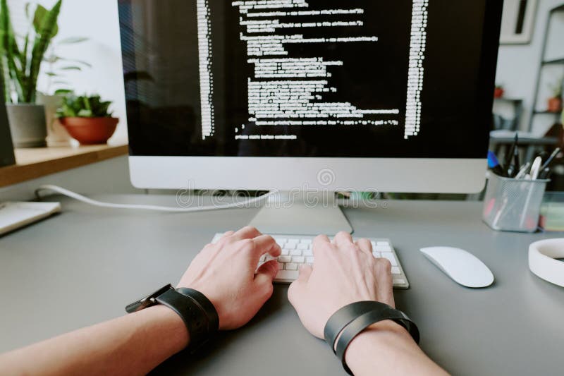 Male Hands Coding stock image. Image of unrecognizable - 349287787