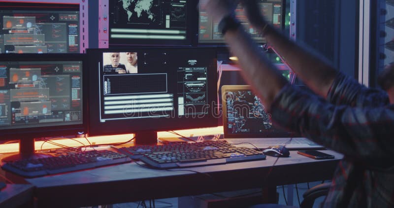 Young Hacker Celebrating Success Stock Video - Video of online, coding ...