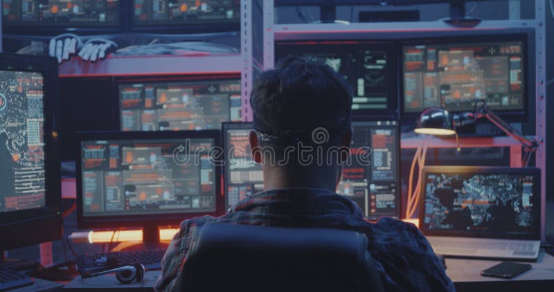 Portrait of Young Male Hacker Stock Photo - Image of criminal, computer ...