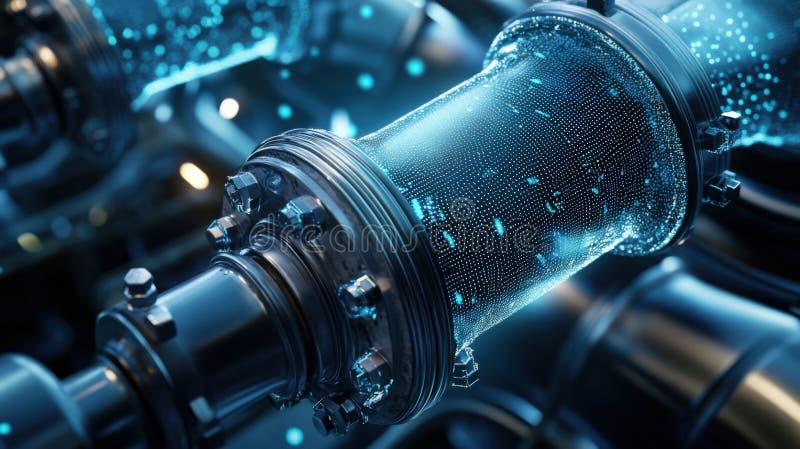 A Medium Closeup of a Water Distribution Valve Fitted with Sensors that ...