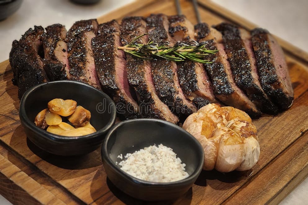 Medium cooked steak beef stock image. Image of grilled - 364496783