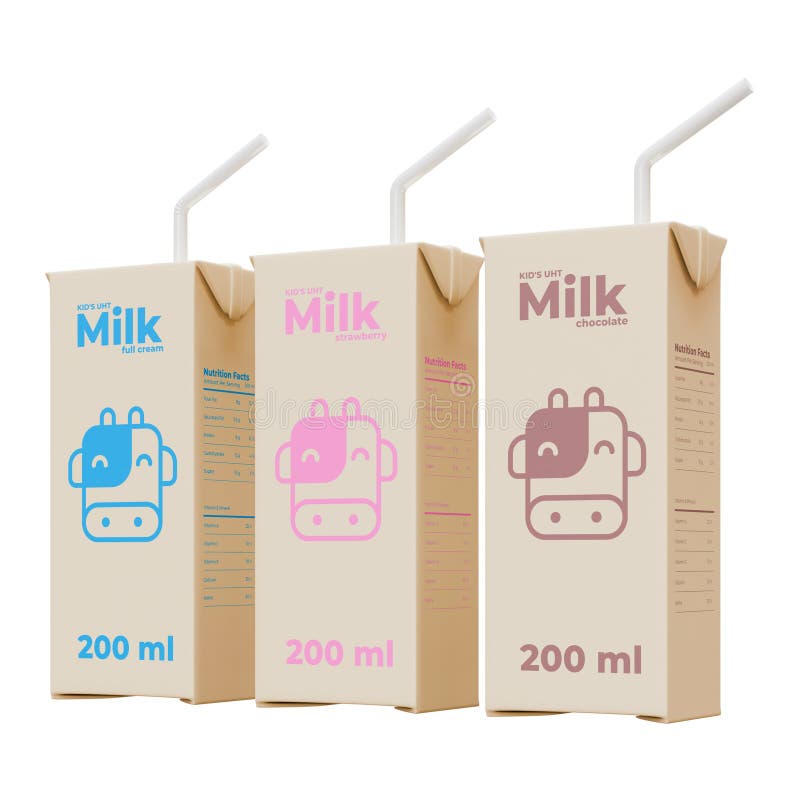 Medium Milk Front Right View in Three Variant 3D Render Illustration ...