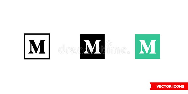 Medium Monogram Icon of 3 Types Color, Black and White, Outline ...