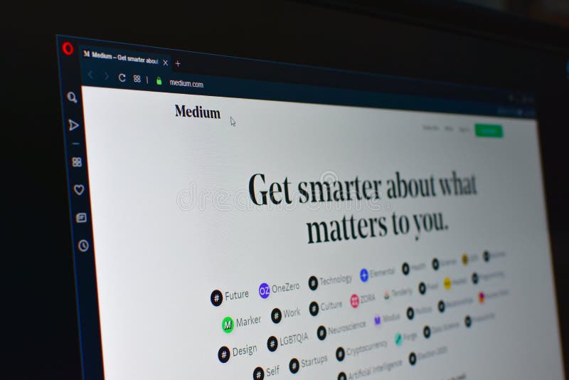 Medium Website on Computer Screen Editorial Stock Image - Image of ...