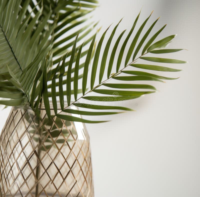 Medium Palm Leaves in a Glass Vase, Stock Photo - Image of leaves ...