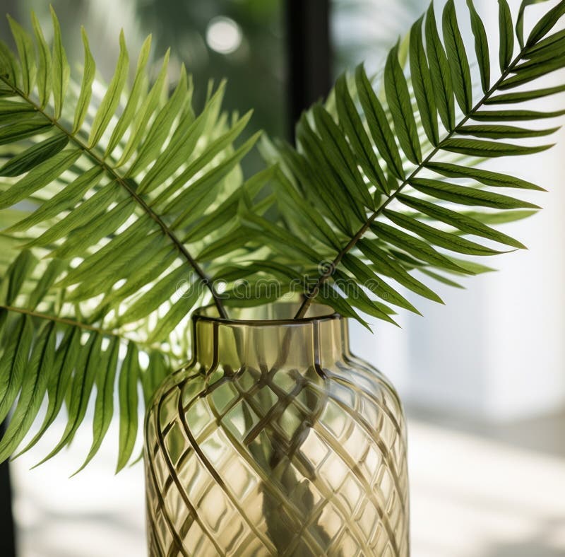 Medium Palm Leaves in a Glass Vase, Stock Image - Image of vase ...