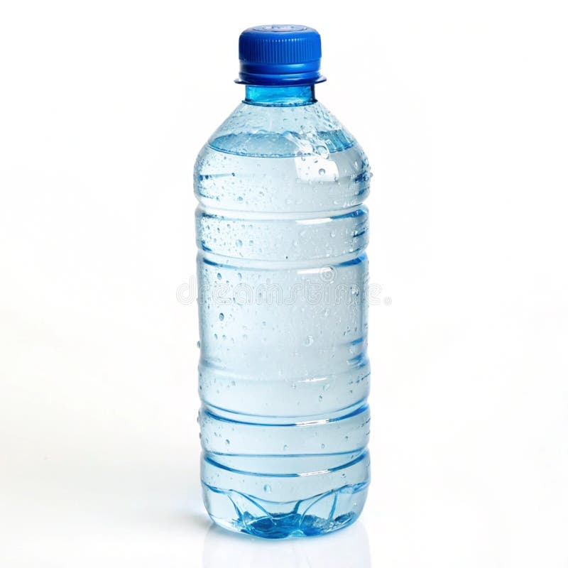 Medium Plastic Water Bottle with Blue Cap Stock Illustration ...