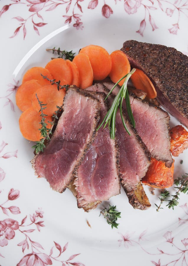 Medium rare beef steak stock image. Image of prepared - 69852569