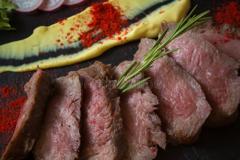 Medium Rare Cooked Beef Roast Stock Photo - Image of grilled, board ...