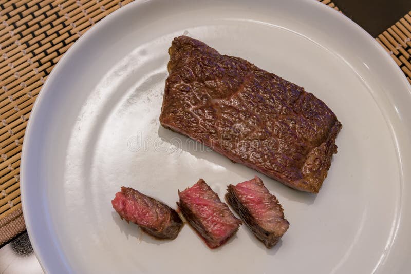 Close-up Top View of Premium Rare Slices Many Parts of Wagyu A5 Beef ...
