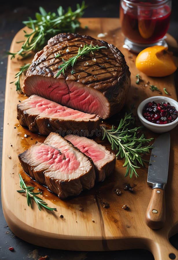 Medium Rare Juicy Steak Cooked To Perfection Stock Illustration ...