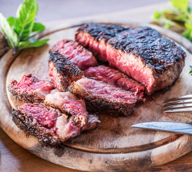 Medium Rare Ribeye Steak or Beef Steak Stock Image - Image of protein ...