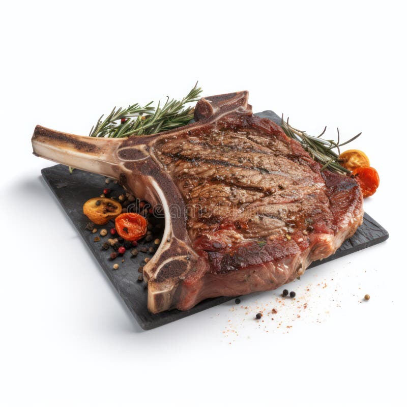 Medium Rare Steak on White Background .top View .pencil Drawing Style ...