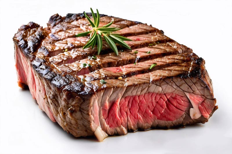 Medium-rare Steak on White Surface. Generative AI Stock Illustration ...