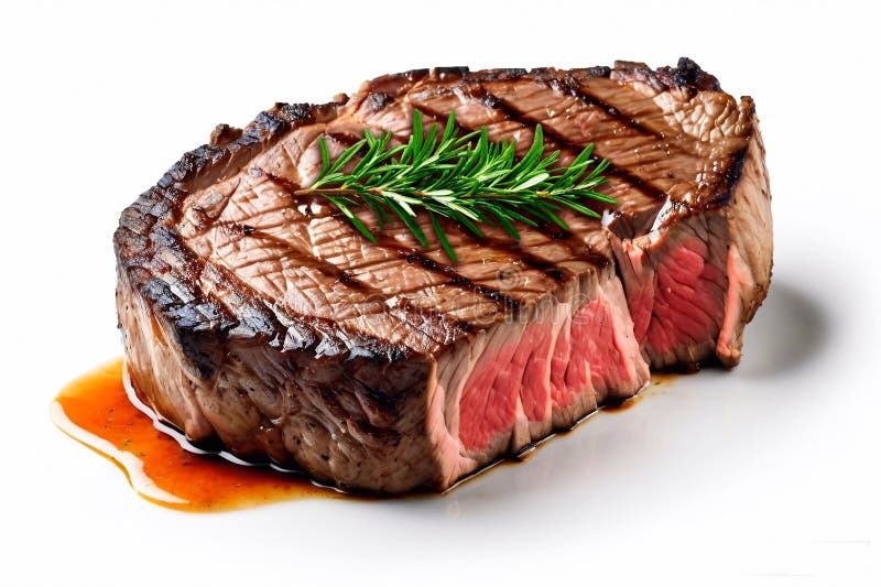 Medium-rare Steak on White Surface. Generative AI Stock Illustration ...