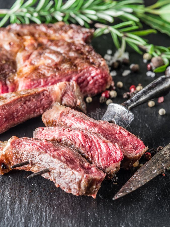Medium Ribeye steak. stock photo. Image of meal, graphite - 75320772