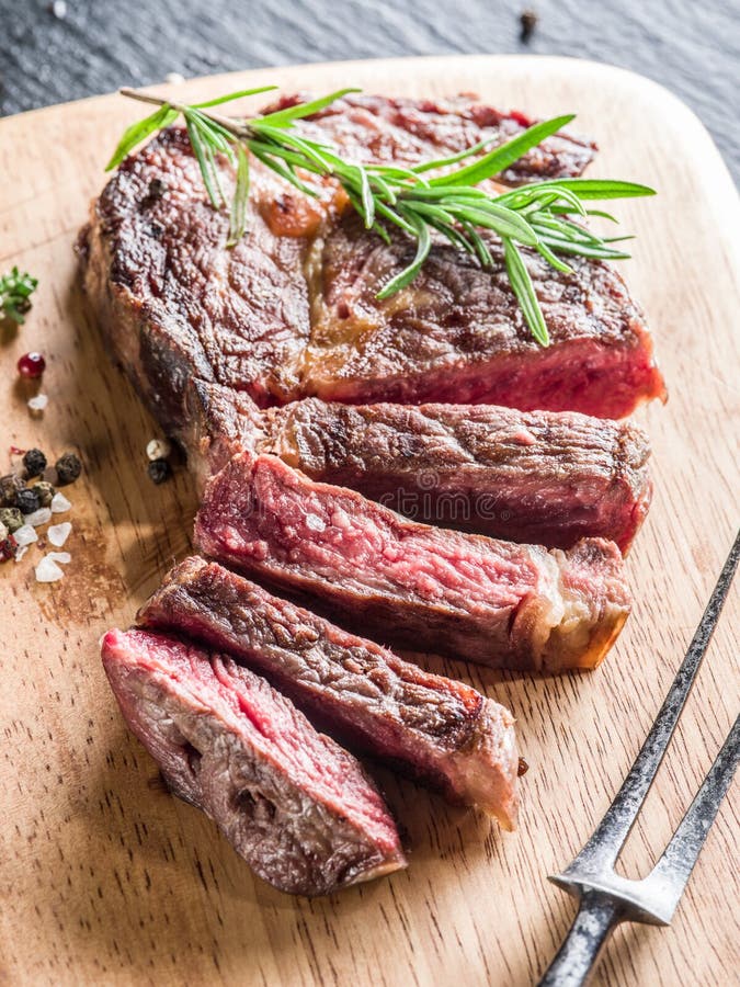 Medium Ribeye steak. stock image. Image of fillet, cooked - 84639851