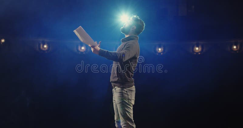 Actor Performing a Monologue in a Theater Stock Photo - Image of ...