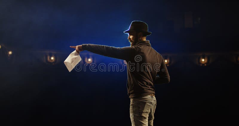Actor Performing a Monologue in a Theater Stock Photo - Image of ...