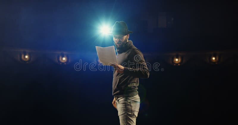 Actor Performing a Monologue in a Theater Stock Video - Video of ...
