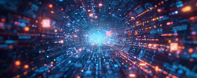 Medium Shot of Animated Data and Social Media Elements Intertwining in ...