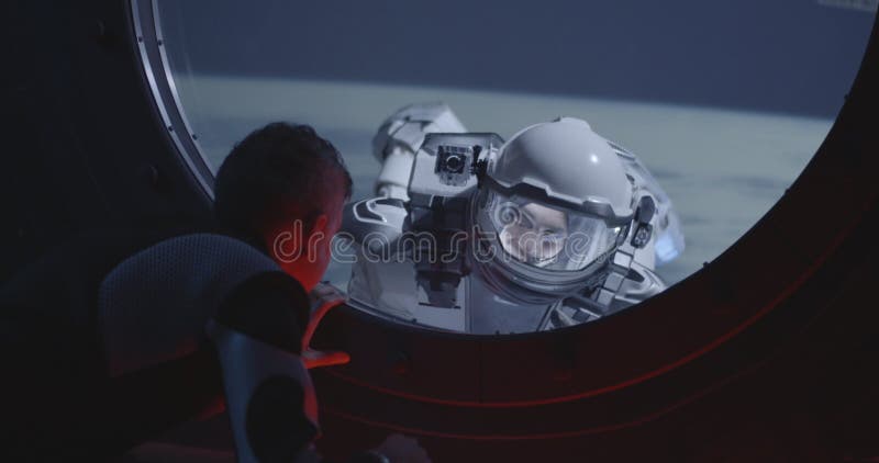 Astronaut Talking with Spacewalking Crewmate Stock Video - Video of ...