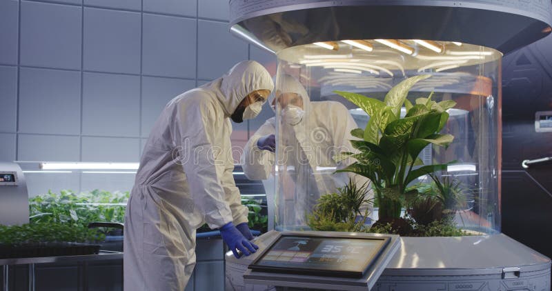 Biologists Working in a Lab on a Mars Base Stock Image - Image of ...
