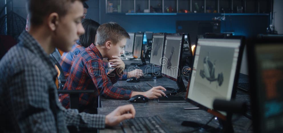 Students Learning 3D Design Stock Photo - Image of airplane, elearning ...