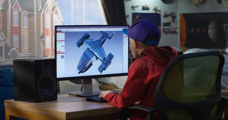 Boy Designing Airplane on a Computer Stock Footage - Video of idea ...
