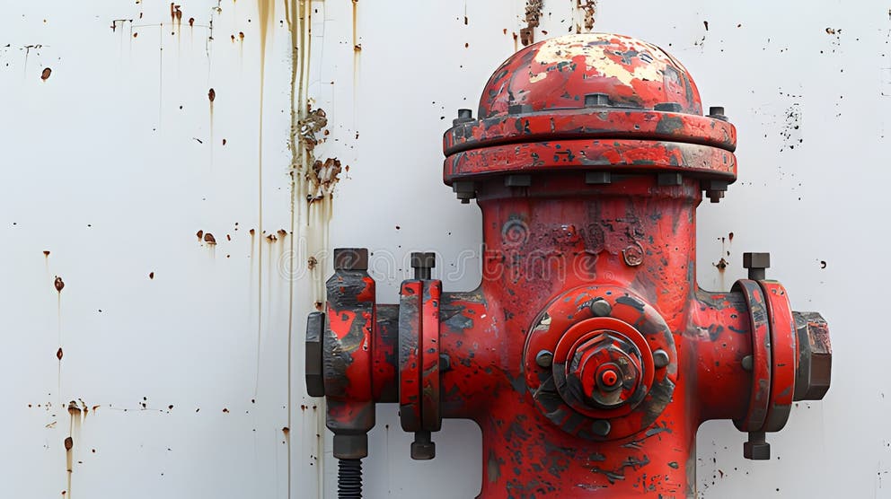 Medium Shot of Bright Red Fire Hydrant on White Backdrop Stock ...