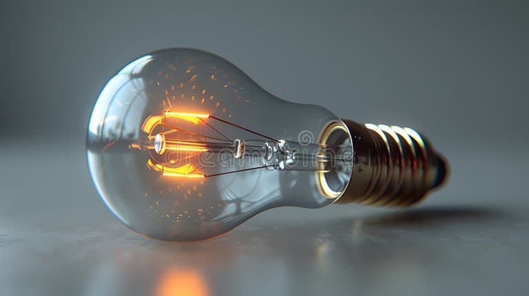 Medium Shot of Clear, Unlit Lightbulb Stock Illustration - Illustration ...