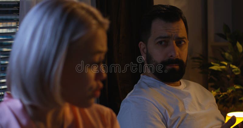 Couple Crying in Bed at Night Stock Image - Image of lifestyle, home ...
