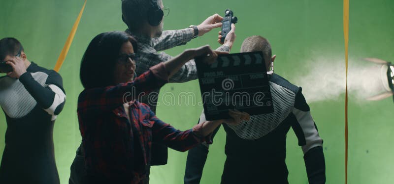 Director Watching a Shooting and Discussing with an Actor Stock Photo ...