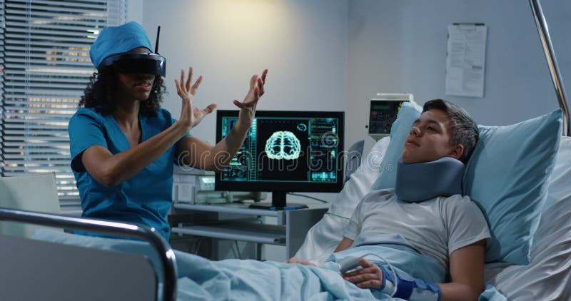 Doctor Using VR Headset during Discussing Diagnosis Stock Photo - Image ...