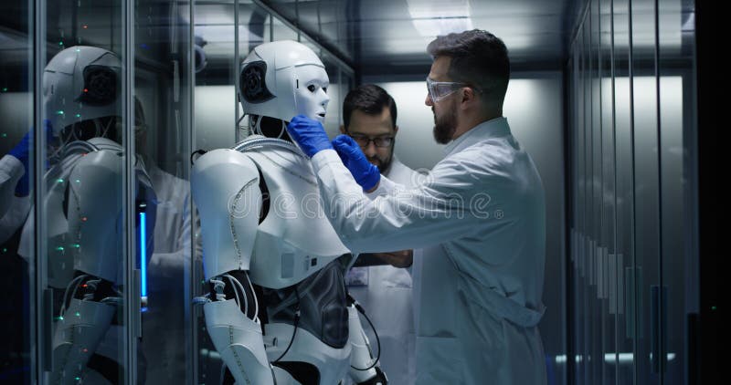 Engineers Testing on Robot Controls Inside the Laboratory Stock Image ...