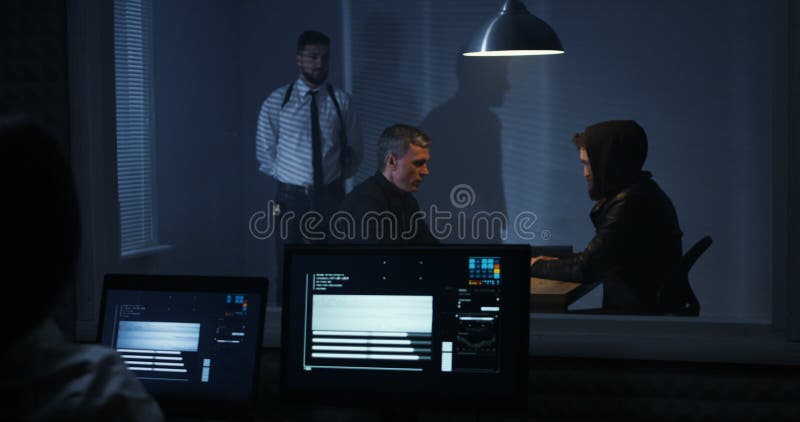 Technician Recording Interrogation of a Criminal Stock Video - Video of ...