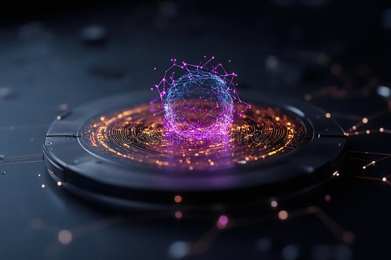Holographic Quantum Interface in Futuristic Design Stock Image - Image ...