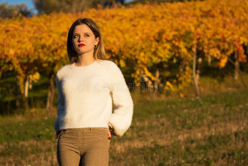 Medium Shot of a Girl in Nature Stock Image - Image of meditate, blonde ...