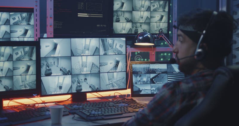 Hacker Watching Security Camera Footage Stock Image - Image of footage ...