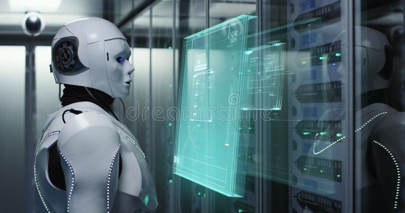 Humanoid Robot Working in a Data Center Stock Image - Image of skill ...