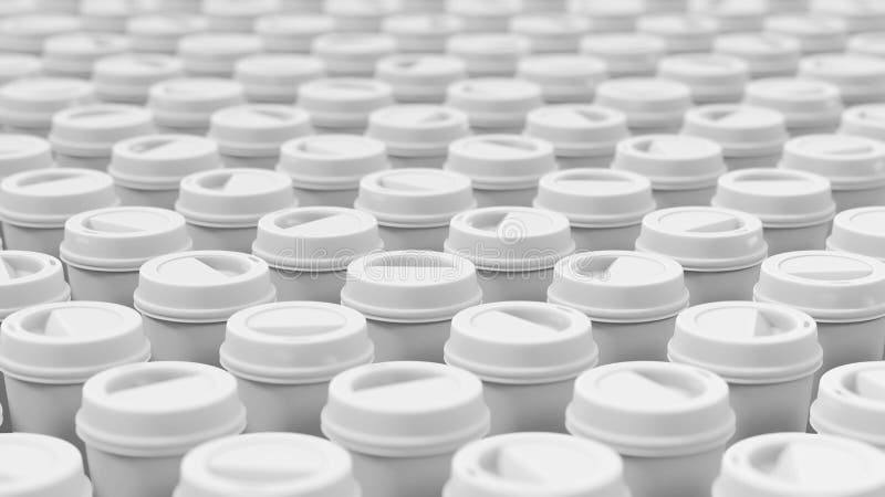 Medium Shot of a Large Array of White Coffee Cups Stock Illustration ...