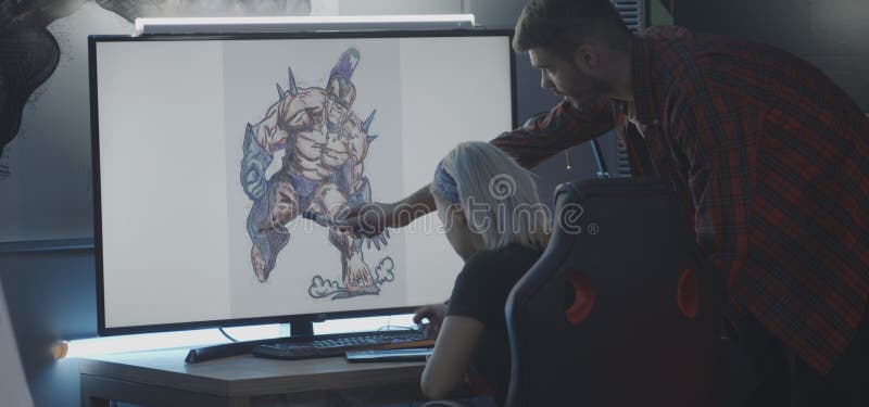 Game Developers Discussing Game Art Stock Photo - Image of ideas ...