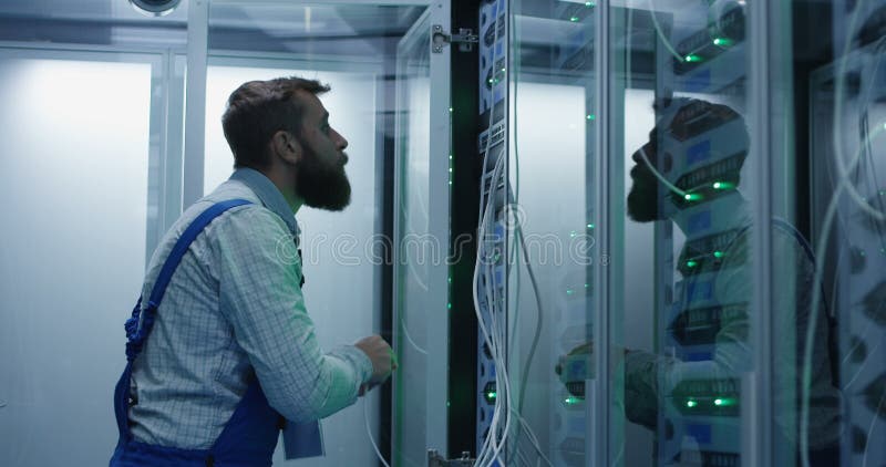 Top View, People Work in the Data Center in the Server Room Stock Video ...