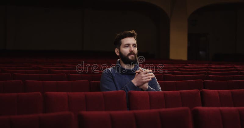 Man Watching a Theater Performance Alone Stock Image - Image of male ...